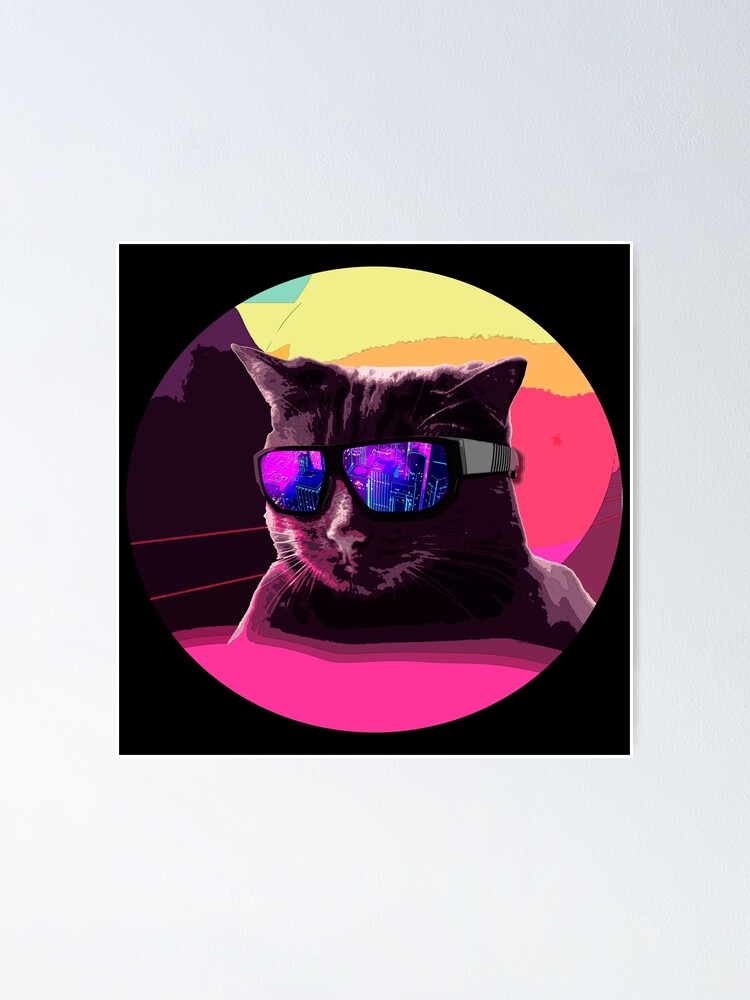"Retrowave Cat" Poster for Sale by AnciaoArt | Redbubble
