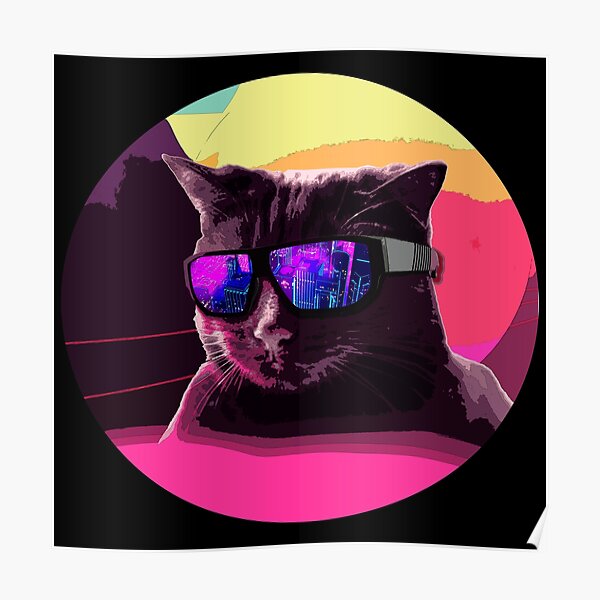 "Retrowave Cat" Poster for Sale by AnciaoArt | Redbubble