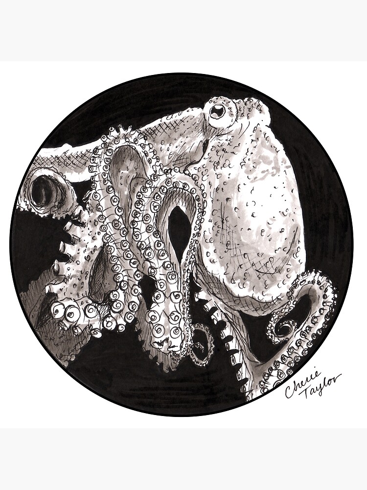 "Tiny Octopus Inktober Illustration (Prints and Cards)" Poster by ...