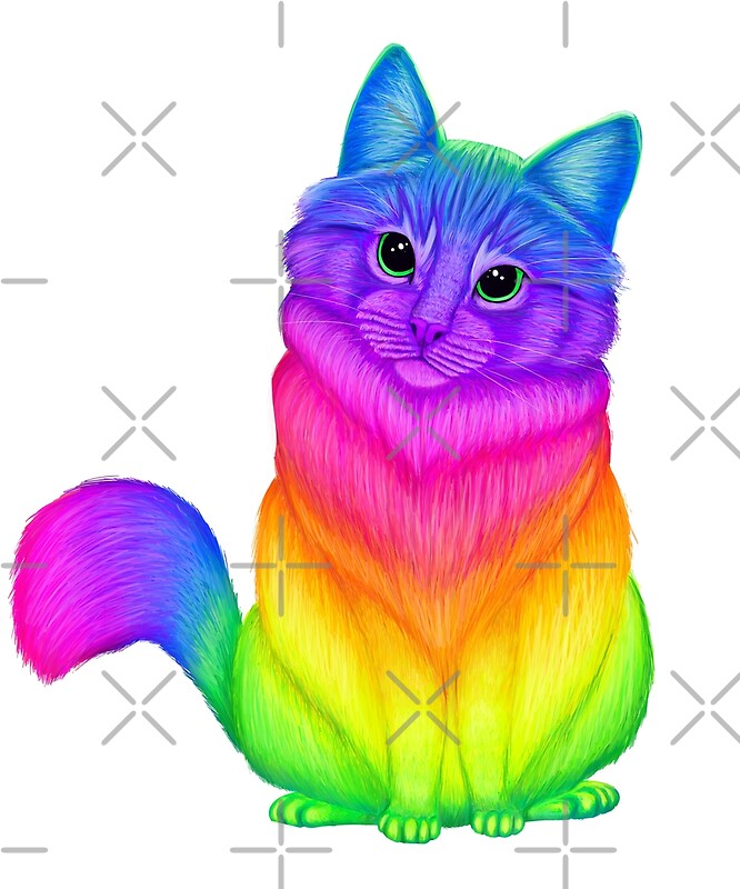 "Neon Rainbow cat" by Mehu | Redbubble