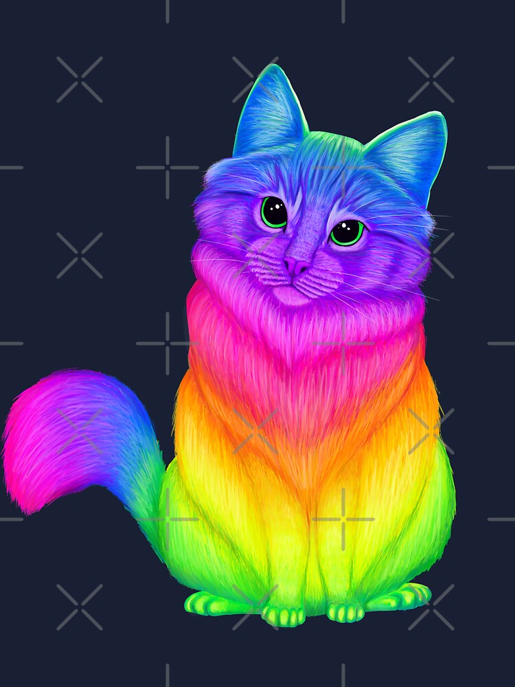 "Neon Rainbow cat" Kids T-Shirt for Sale by Mehu | Redbubble