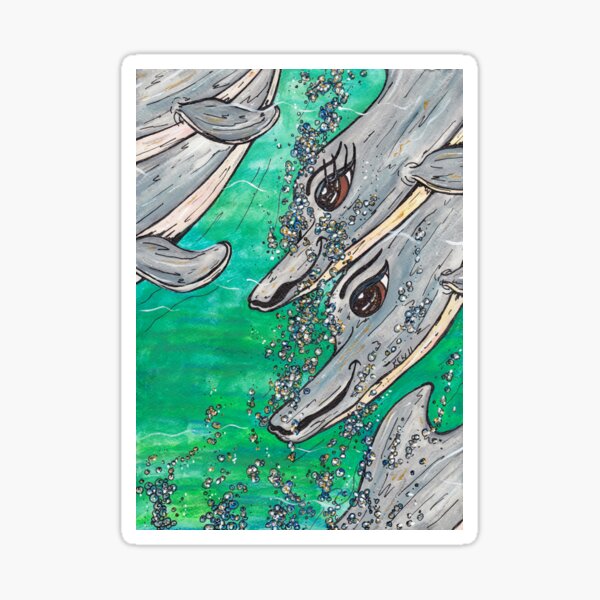 "Friendly Dolphin Pod" Sticker by kewzoo | Redbubble
