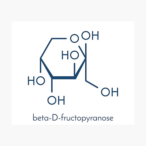 Lámina fotográfica «Fructosa (D-fructosa) molécula de azúcar de fruta ...