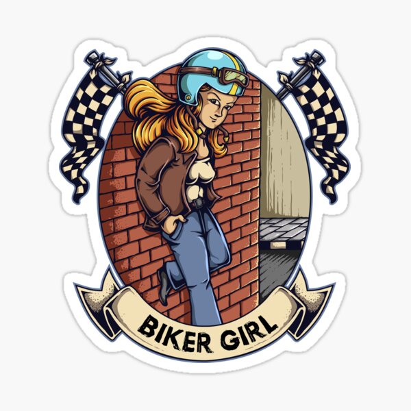 "Motorcycle girl with helmet - Motorcycles" Sticker for Sale by ...