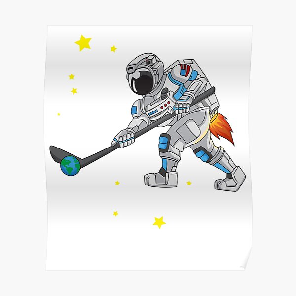 "Astronaut Playing Hockey in Outer Space" Poster by Dacow | Redbubble