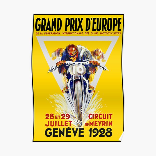 "GRAND PRIX D EUROPE : Vintage 1928 Cycle Racing Print" Poster for Sale ...
