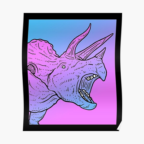 "Vaporwave Triceratops Aesthetic Pastel Goth Dinosaur" Poster by ...