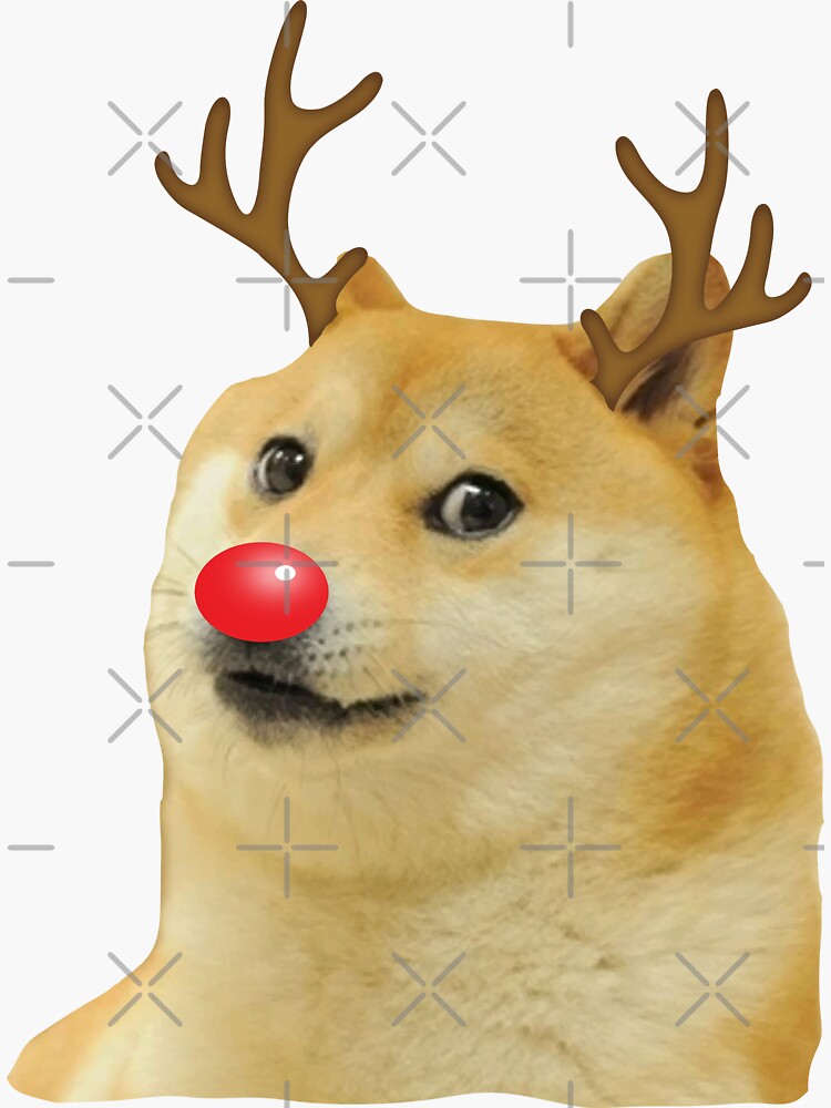 Pegatina «Christmas Doge meme Doggo Holiday Season con cuernos de ...