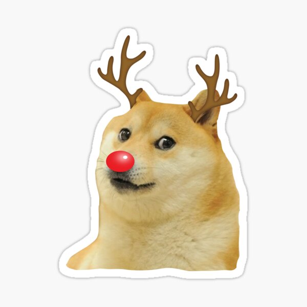 "Christmas Doge meme Doggo Holiday Season with deer antlers and red ...