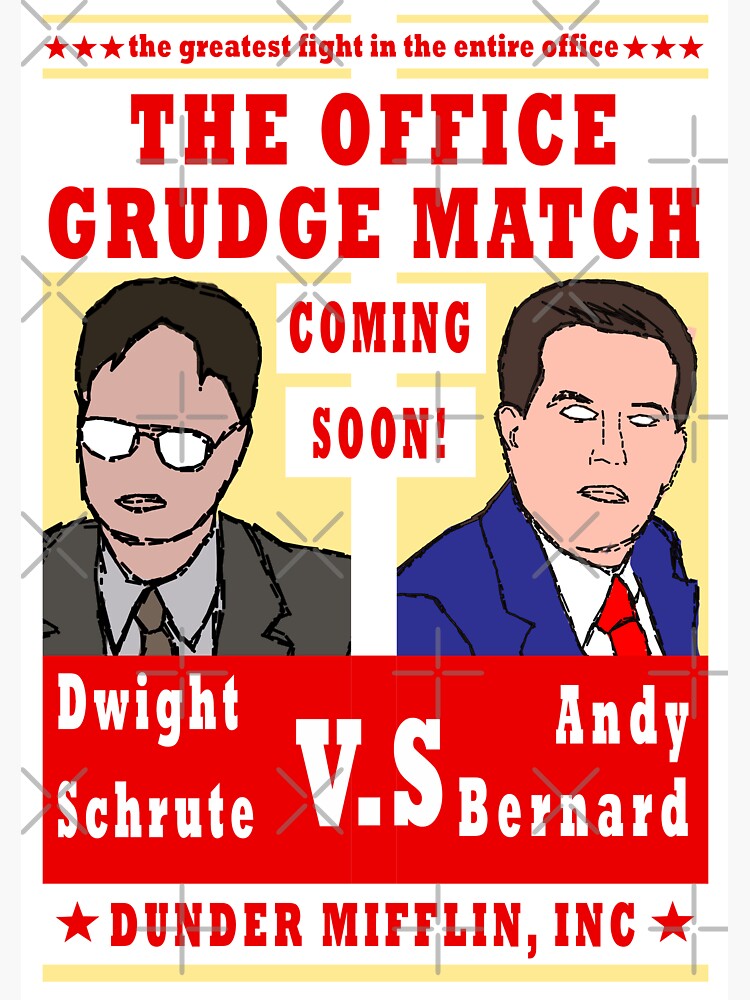 "The office Dwight Schrute v.s Andy Bernard grudge Match" Sticker for ...