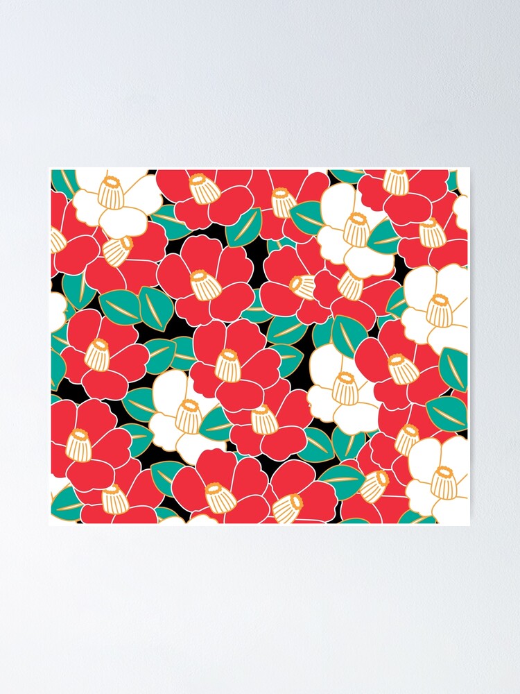 "Shades of Tsubaki - Modern Red & Black Patterns" Poster for Sale by ...
