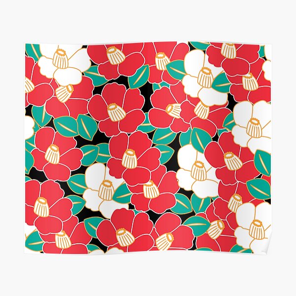 "Shades of Tsubaki - Modern Red & Black Patterns" Poster for Sale by ...