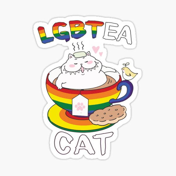"LGBT gay lesbian Pride Cat T-shirt" Sticker by MrEddie10 | Redbubble