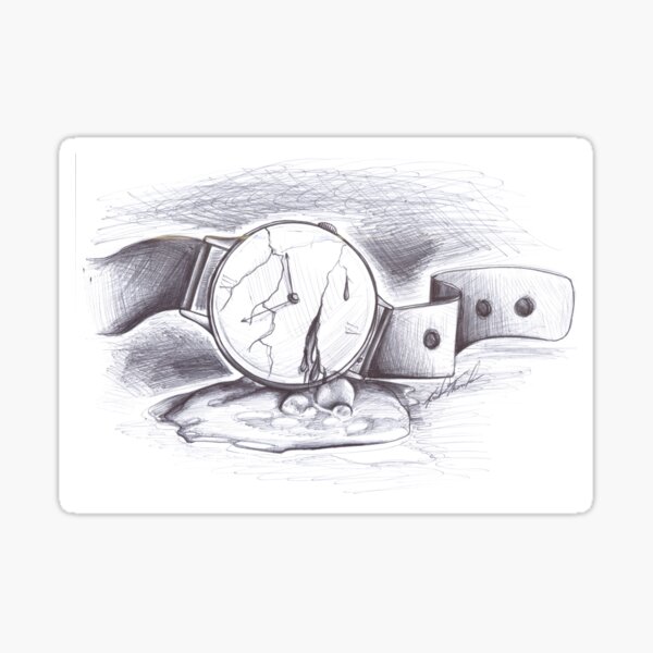 "Inktober Day 14: Clock - Oozing Watch" Sticker for Sale by ...