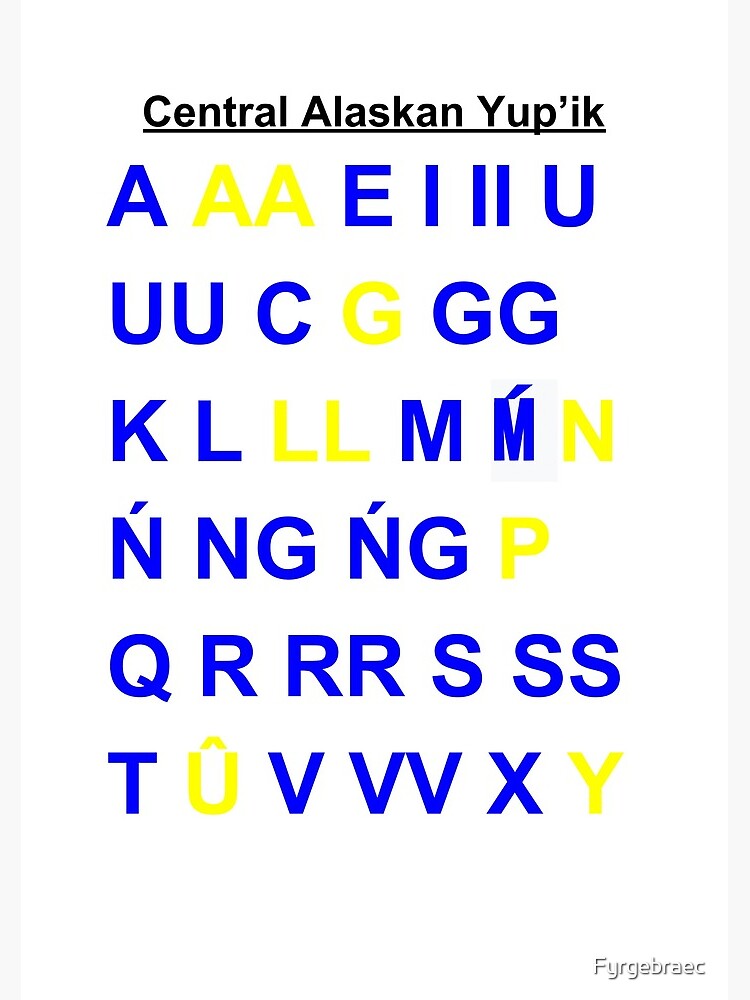 "Alaskan Yup'ik Alphabet" Art Print for Sale by Fyrgebraec | Redbubble