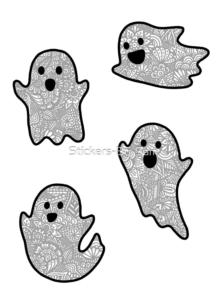 "Cute Zentangle Ghosts Pack" by Stickers-By-Sam | Redbubble