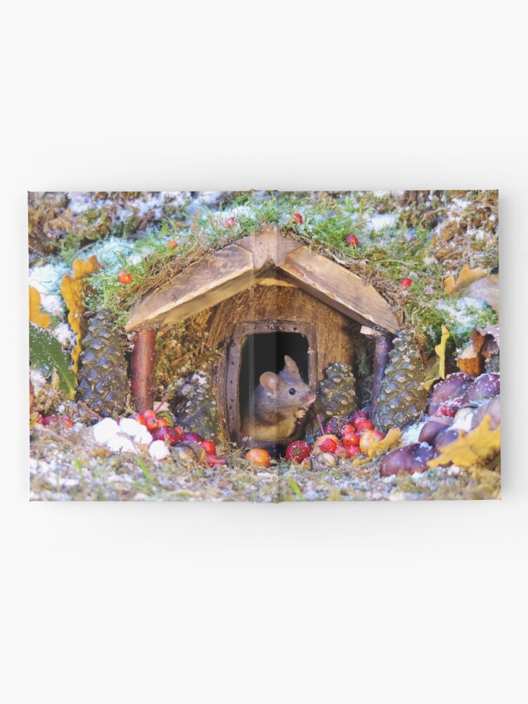 "festive christmas mouse in a log cabin house" Hardcover Journal by ...