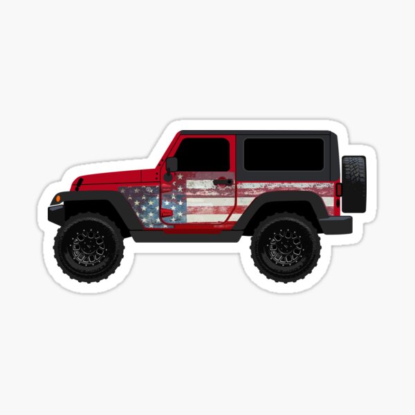 "[JEEP] US FLAG Sideview 'RED'" Sticker for Sale by sojeepgirl | Redbubble