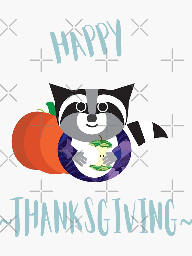 "Raccoon with pumpkin - Happy Thanksgiving" Sticker for Sale by ...