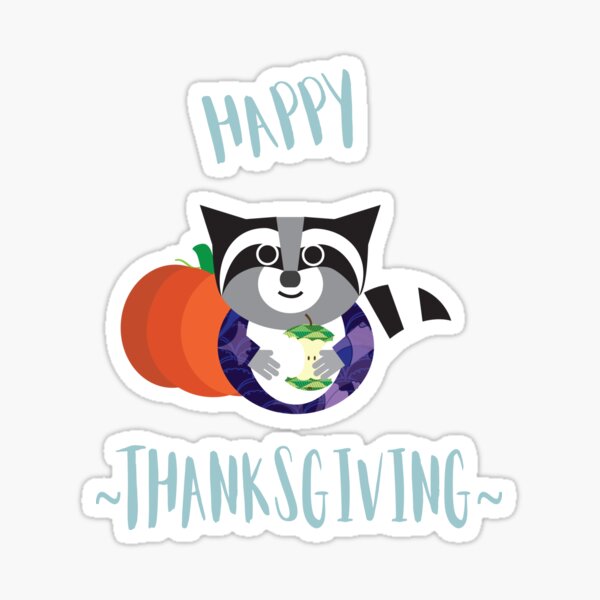 "Raccoon with pumpkin - Happy Thanksgiving" Sticker for Sale by ...