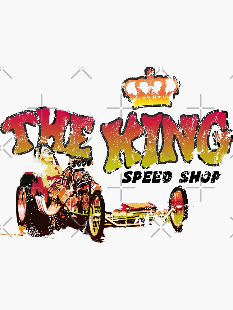 "The King Speed Shop" Sticker for Sale by Retrorockit | Redbubble
