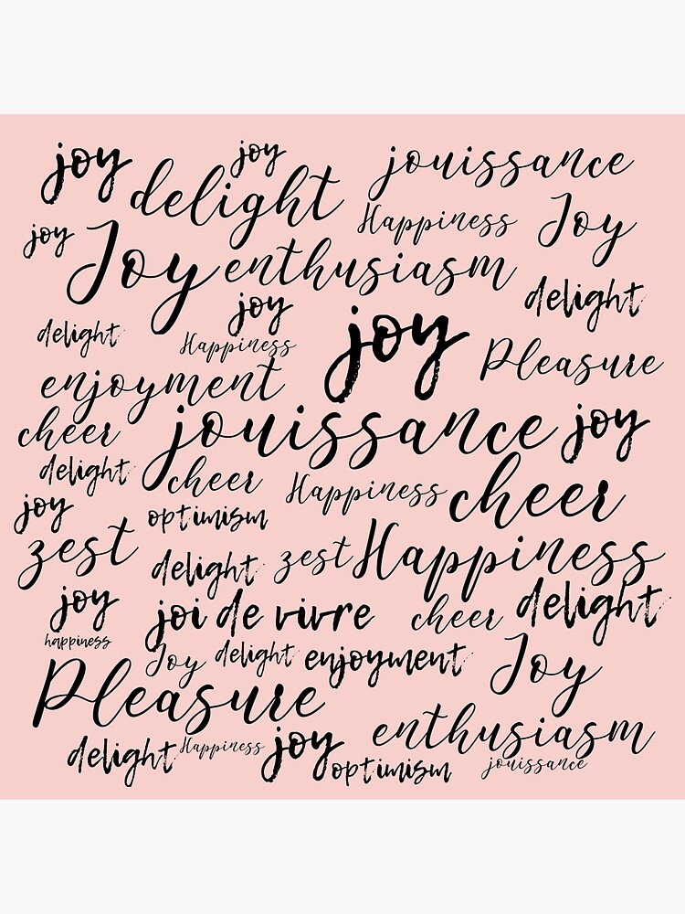 "Optimism: Joyful Words in Black Script Lettering on Blush Pink Solid ...