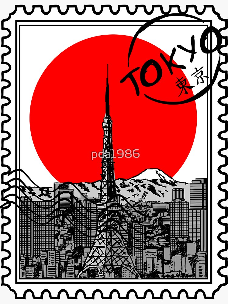 "Tokyo Skyline Stamp " Sticker for Sale by pda1986 | Redbubble