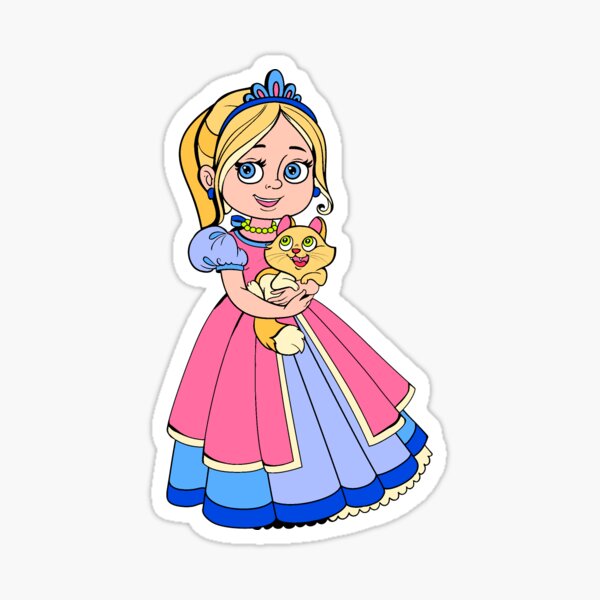 "Cute Princess Holding a Cat" Sticker for Sale by Emus | Redbubble