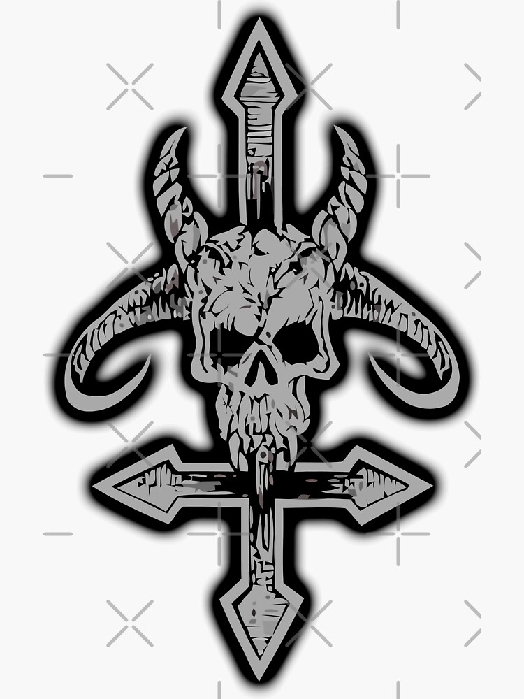 "Skull Inverted Cross from Perdition Temple" Sticker for Sale by ...