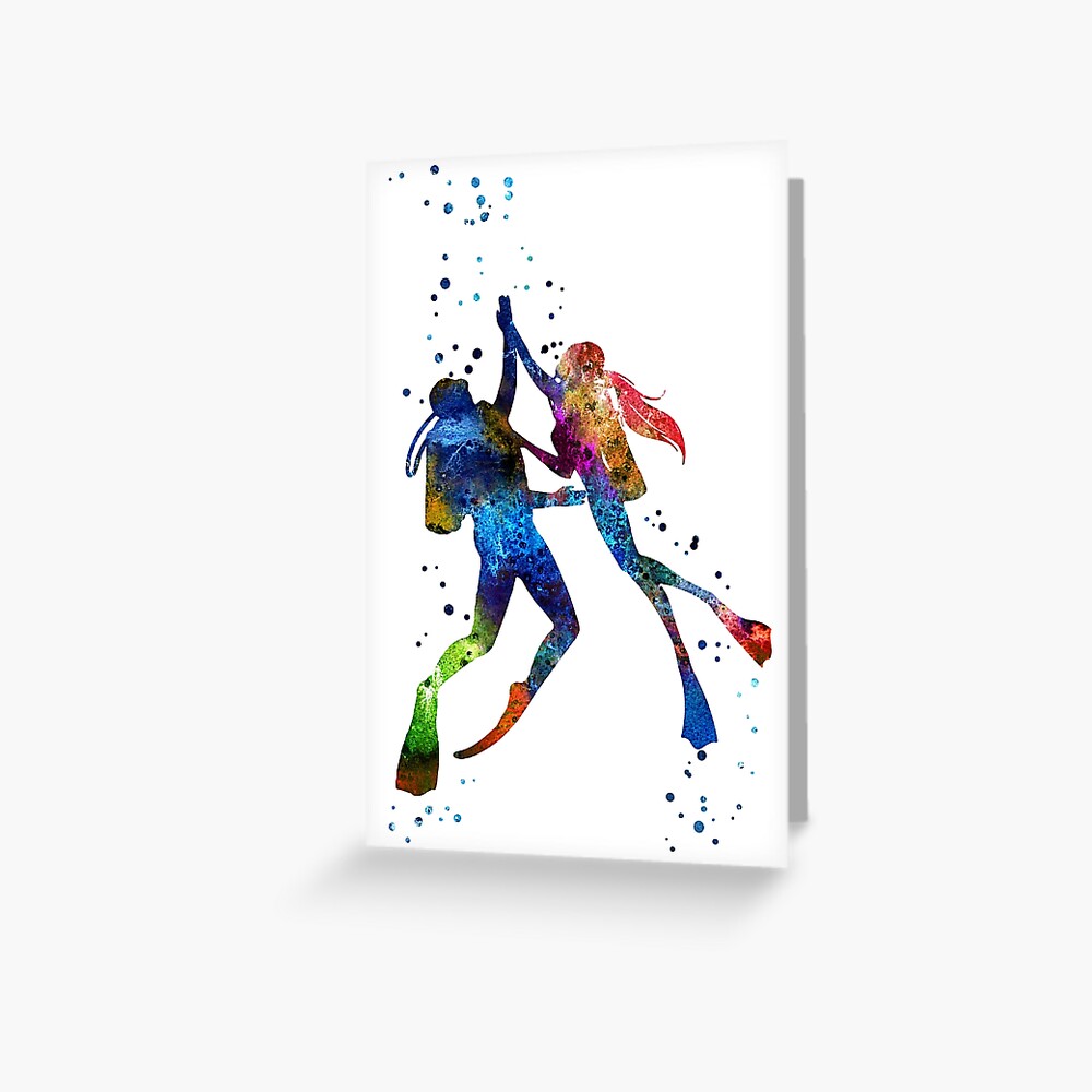 Carte de vœux « Plongeurs, couple de plongée, couple de plongeurs ...