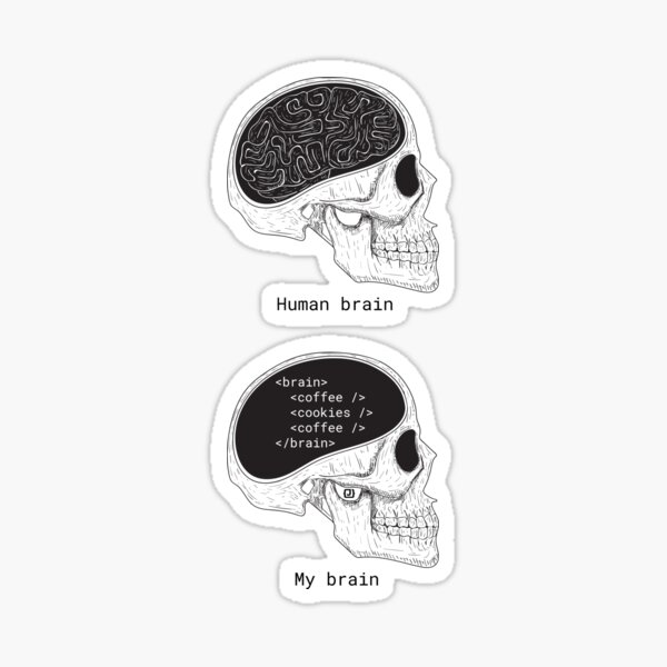 "Human programmer brain | Geeky | Web jokes" Sticker by roomjs | Redbubble