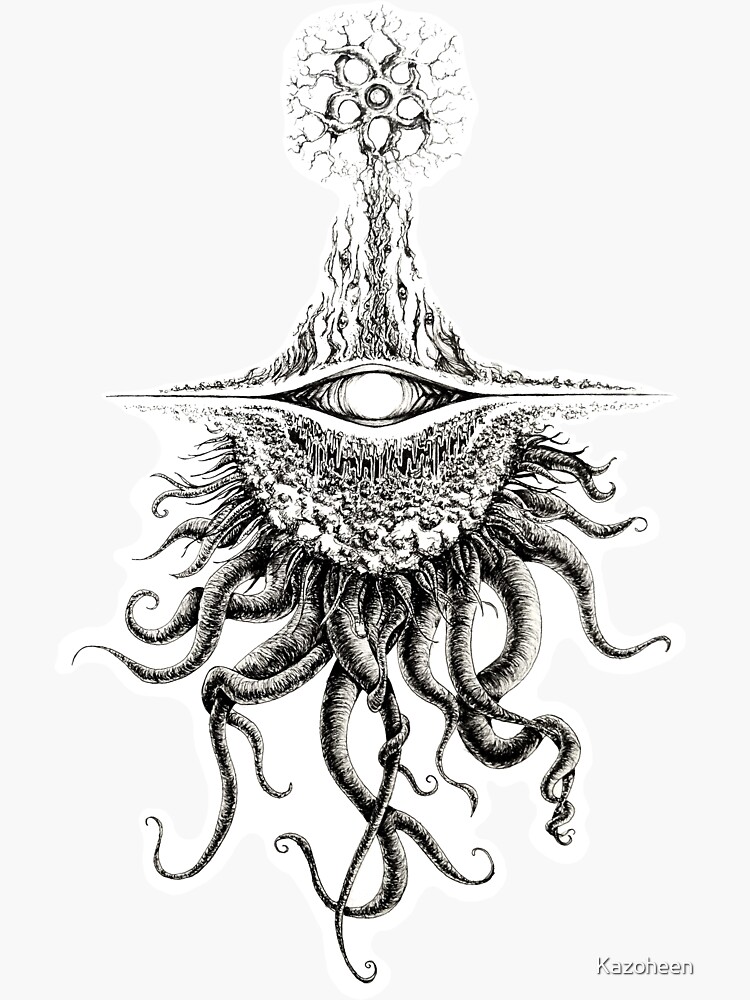 "Azathoth (b&w)" Sticker by Kazoheen | Redbubble