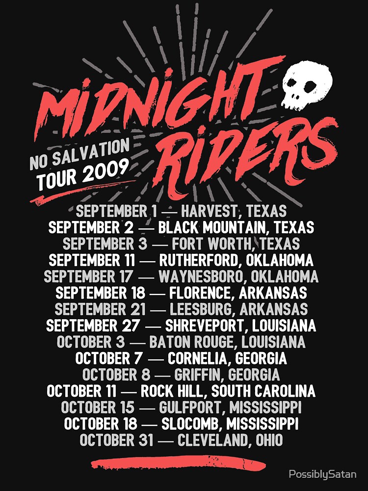 "Midnight Riders - No Salvation Tour" Essential T-Shirt for Sale by ...