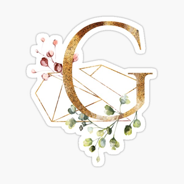 "Golden ethereal floral monogram - G" Sticker for Sale by peggieprints ...