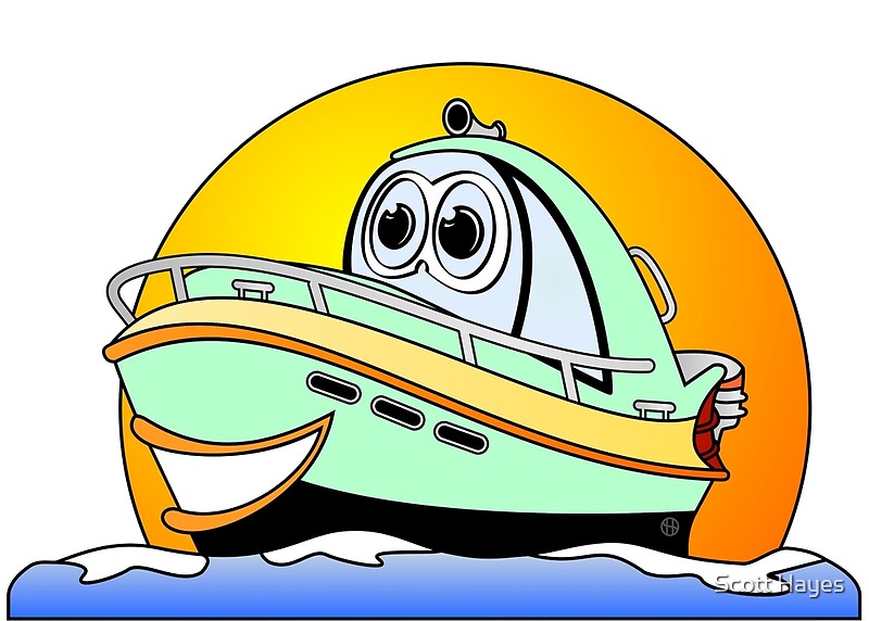 "Green Motor Boat Cartoon" by Scott Hayes | Redbubble