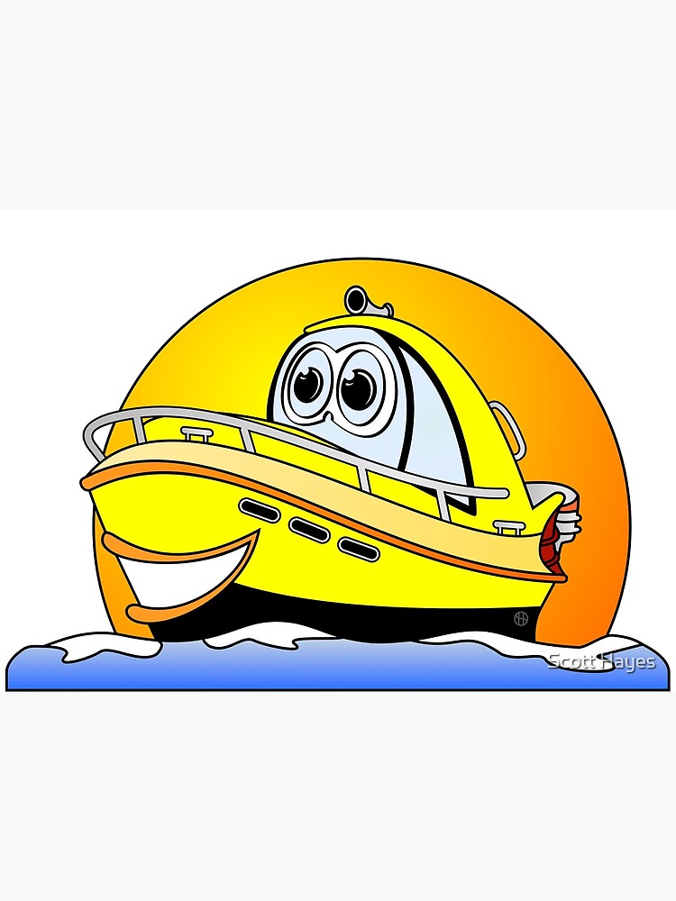 "Yellow Cartoon Motor Boat" Art Print for Sale by Graphxpro | Redbubble