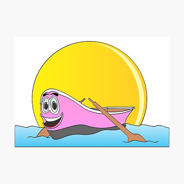 "Pink Row Boat Cartoon" Photographic Print by Graphxpro | Redbubble