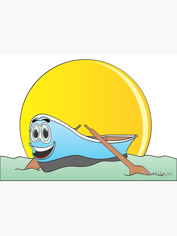 "Blue Row Boat Cartoon" Art Print by Graphxpro | Redbubble