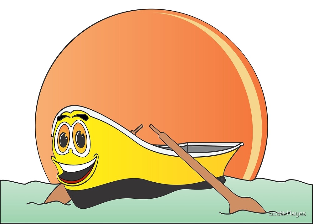 "Yellow Row Boat Cartoon" by Scott Hayes | Redbubble
