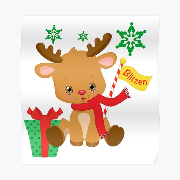 "Santa's Reindeer-Blitzen" Poster by jeannierose | Redbubble