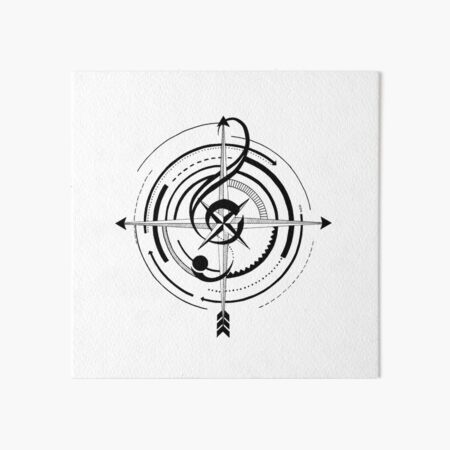 "Sol key compass | Tattoo style music" Art Board Print for Sale by ...