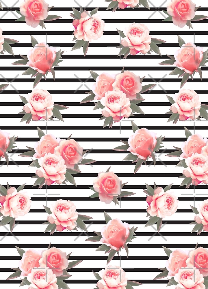 "Pink rose on horizontal lines background" by Rhoar | Redbubble