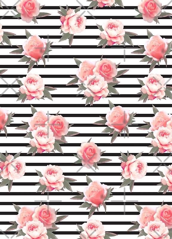 "Pink rose on horizontal lines background" by Rhoar | Redbubble