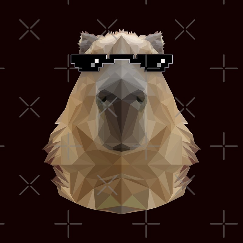 "Cool Capybara! Black Sunglasses! Deal With It! Low Poly illustration ...