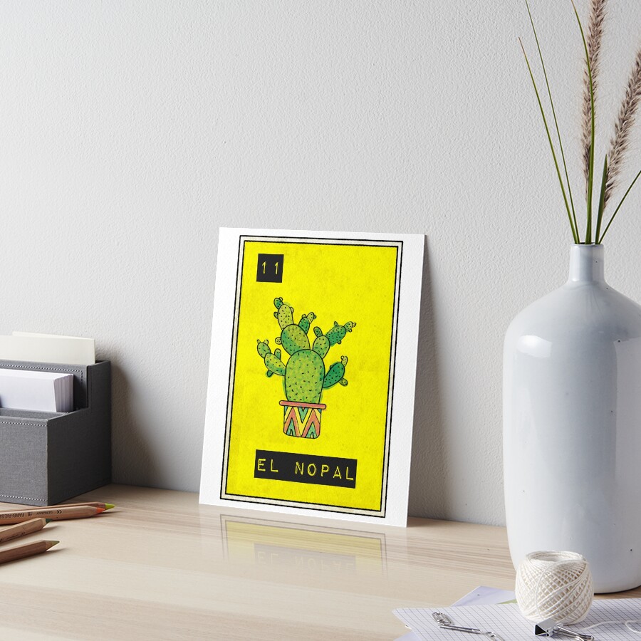 "El Nopal Cute MExican Loteria Bingo Card Tarot Card" Art Board Print ...