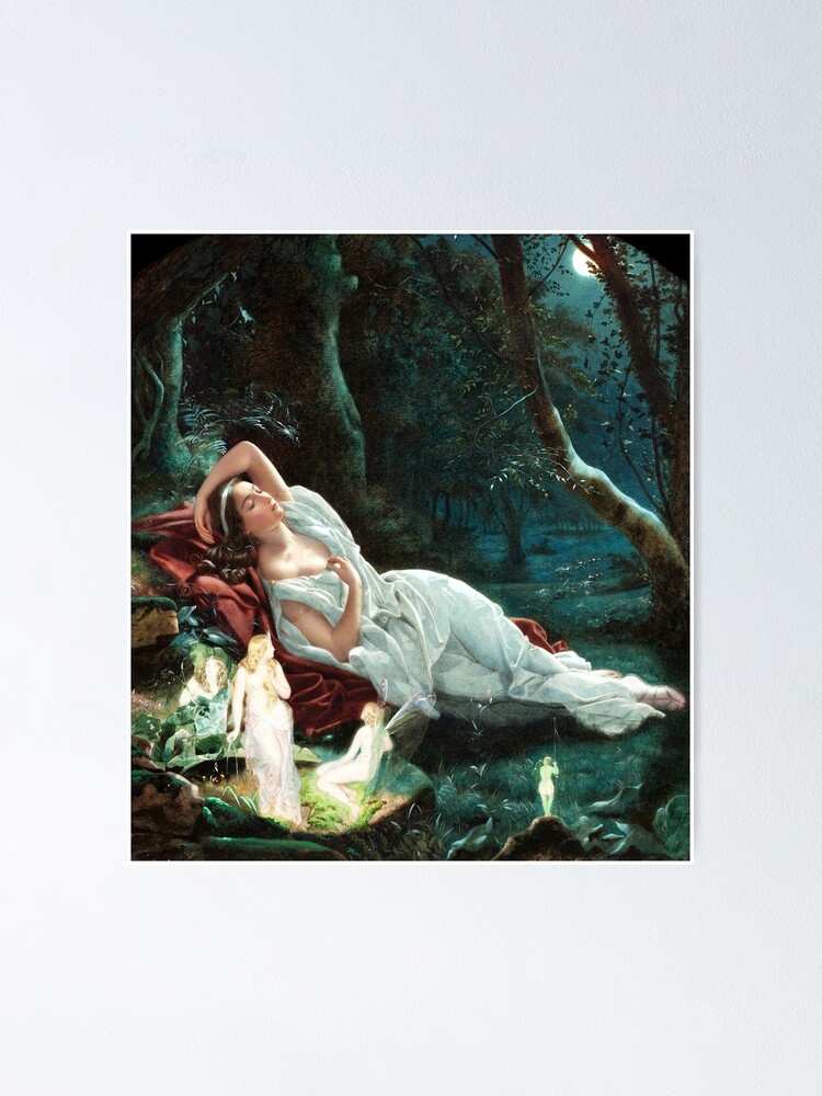 Titania Sleeping In The Moonlight Protected By Her Fairies John