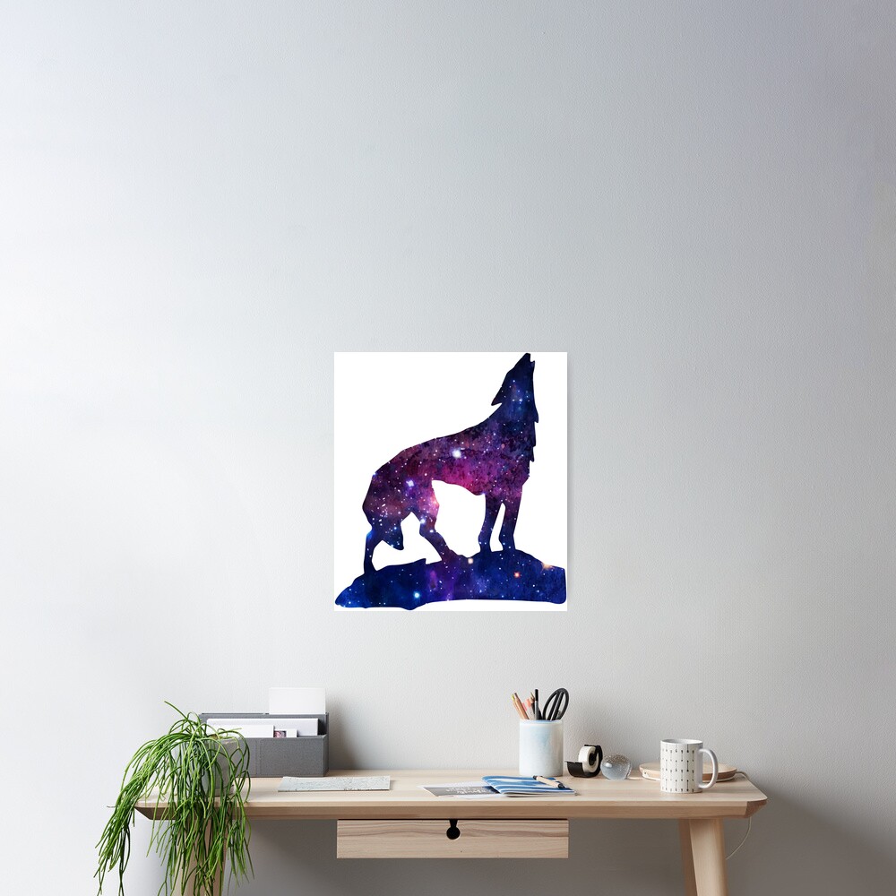 "Galaxy Howling Wolf" Poster by 25vintageplace | Redbubble