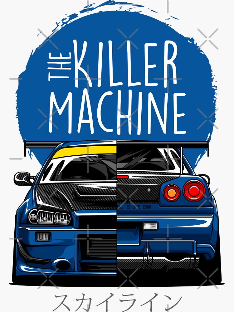 "Nissan Skyline BNR34" Sticker for Sale by w1gger | Redbubble