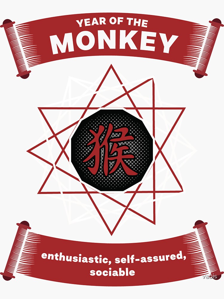 "Chinese Zodiac Star Sign Gift Monkey Chinese Sign" Sticker for Sale by ...