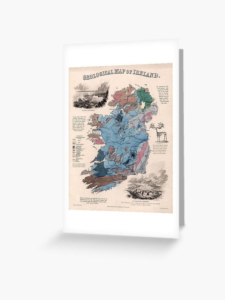 "Vintage Geological Map of Ireland (1850)" Greeting Card for Sale by ...
